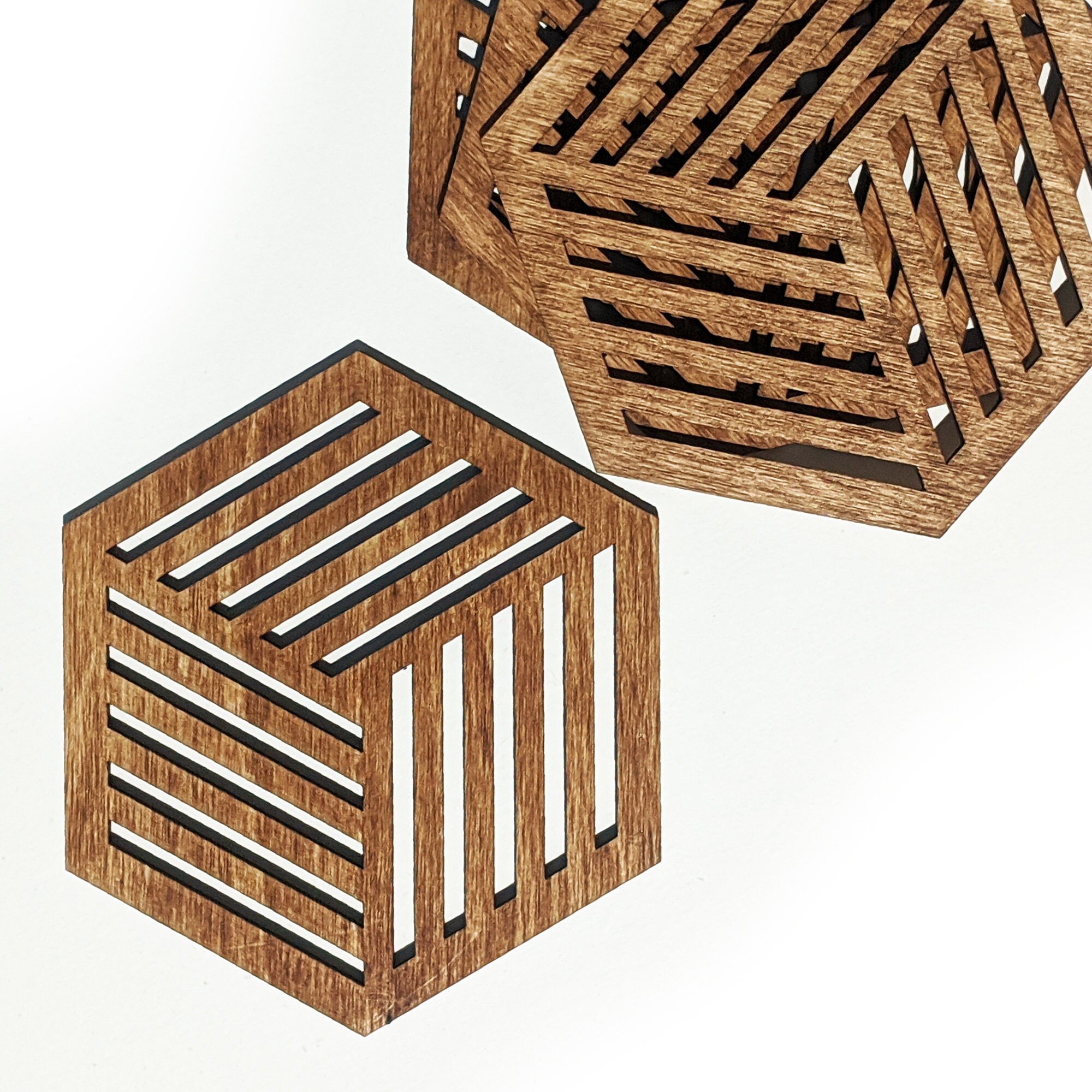 Set of 4 Geometric Wooden Coasters - Etsy