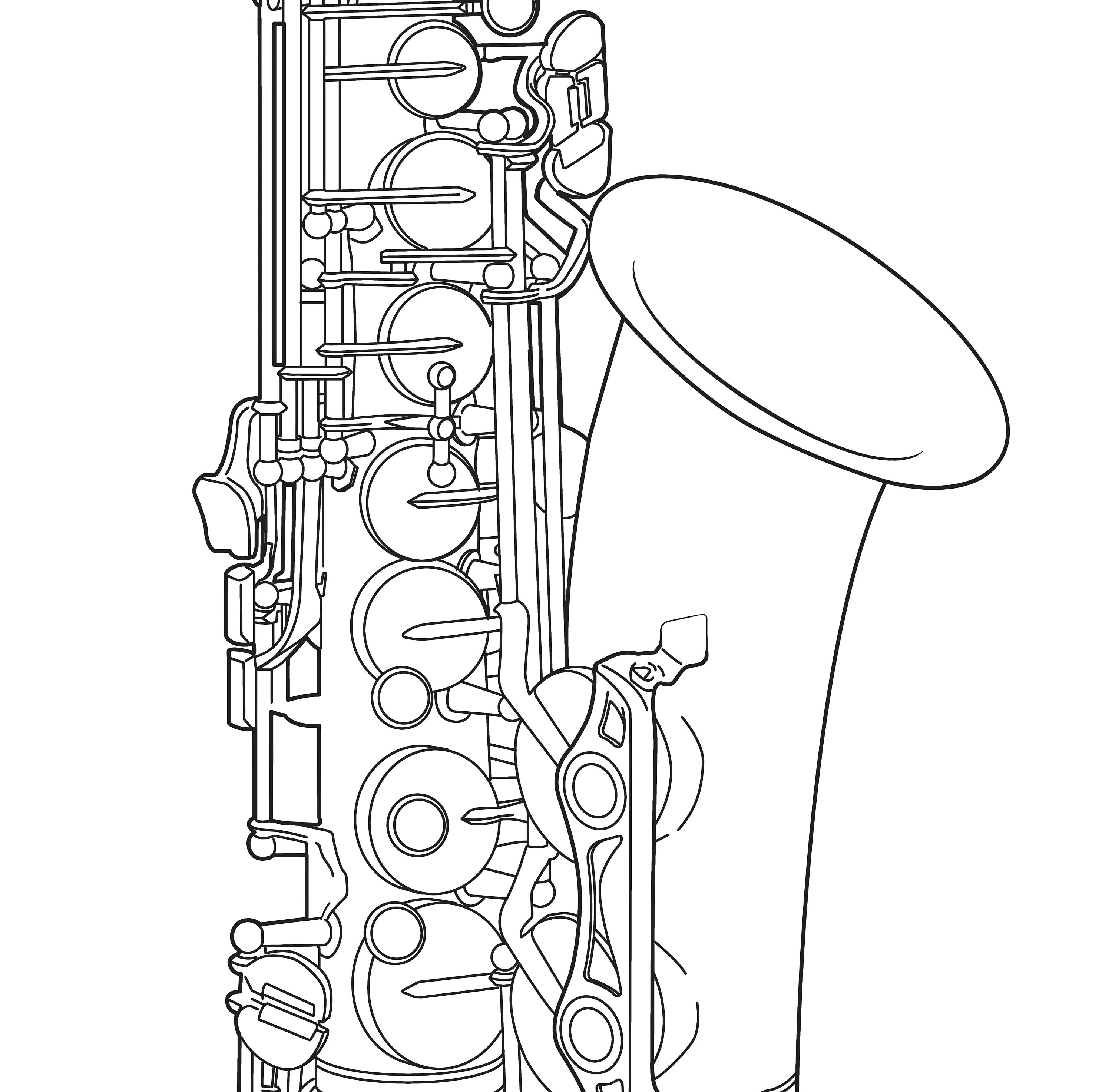 Saxophone Technical Drawing - Etsy