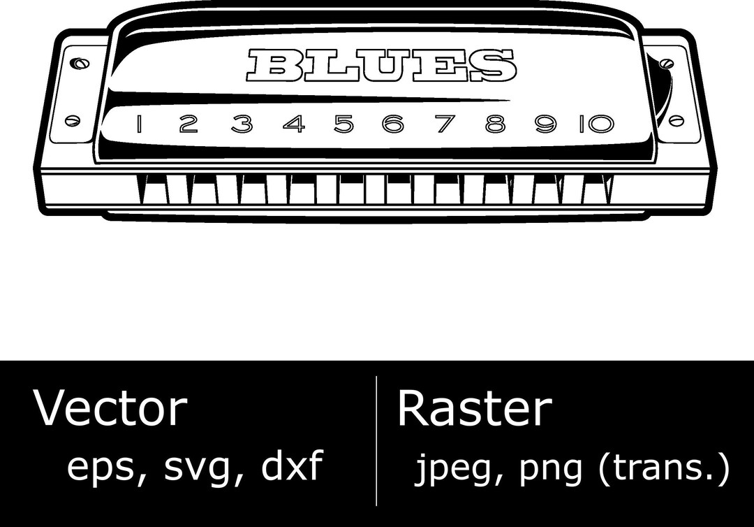 Blues Harmonica, Front View - Etsy