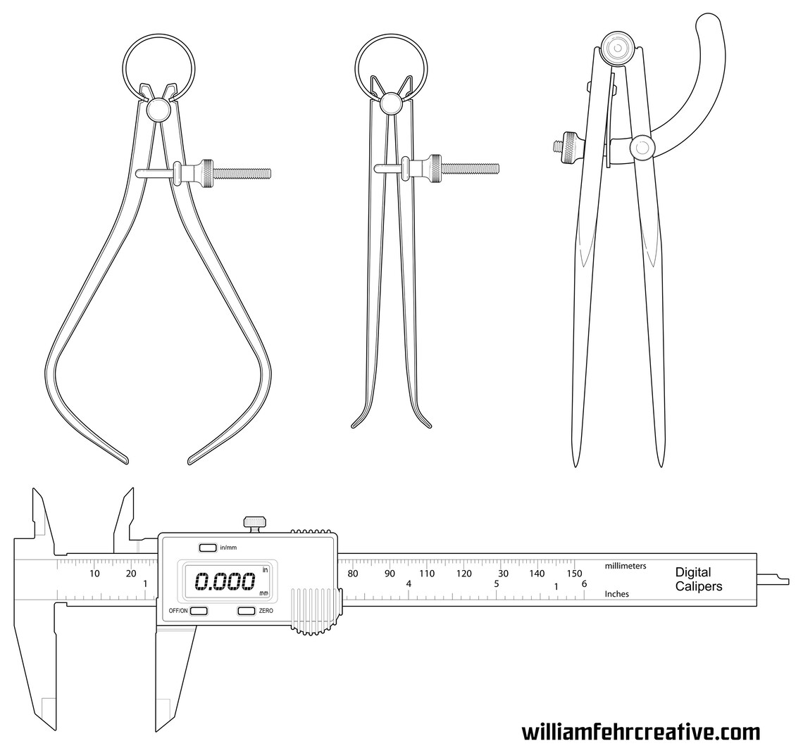 Caliper Illustration Digital Asset - Etsy