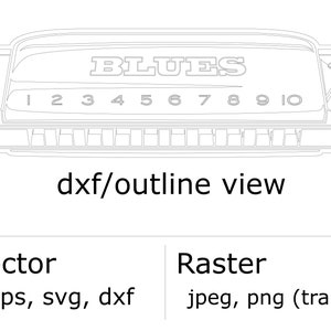 Blues Harmonica, Front View - Etsy
