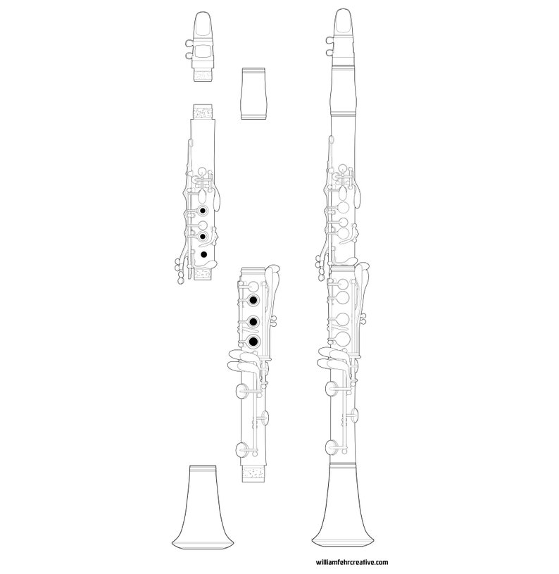 Line Illustration of a Clarinet - Etsy
