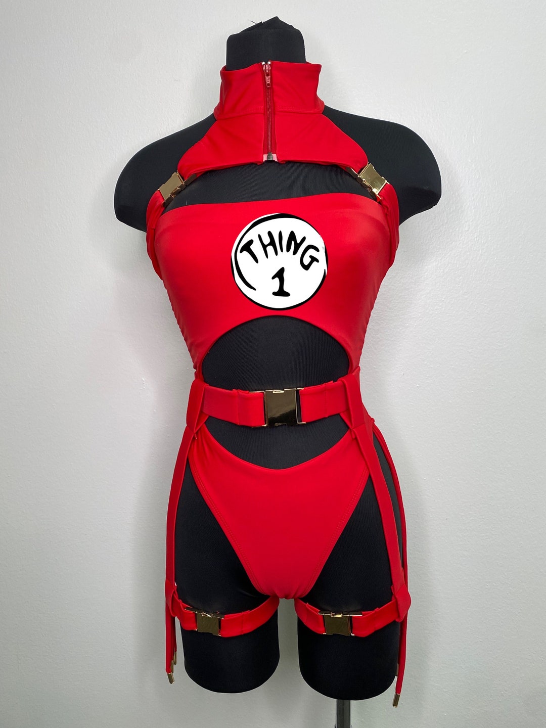 Thing One Costume, Halloween Costume, Festival Outfit, Rave Bodysuit ...