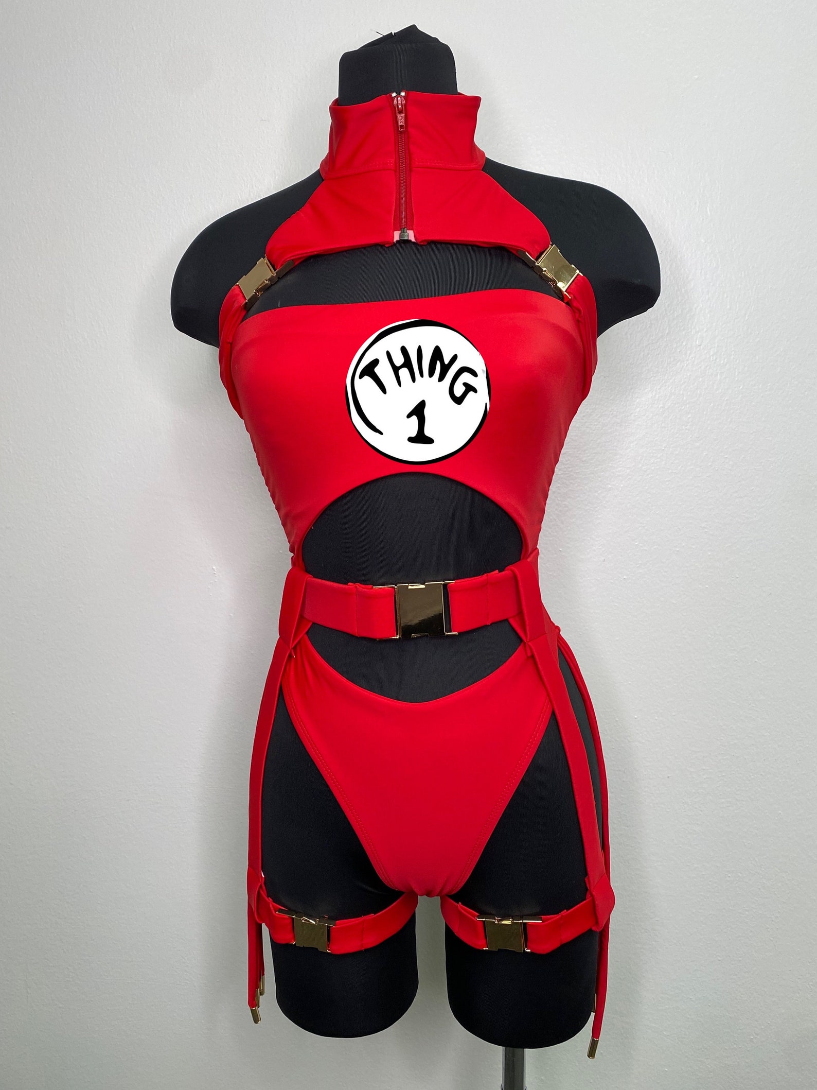 Thing One Costume, Halloween Costume, Festival Outfit, Rave Bodysuit ...