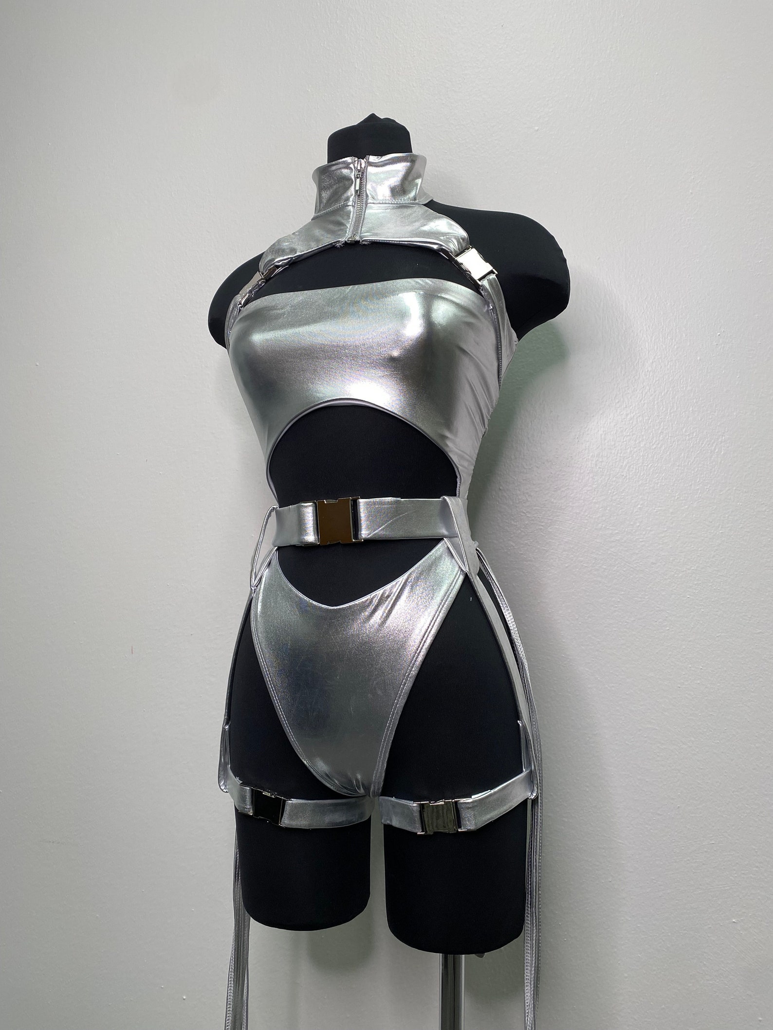 Rave Costume Rave Outfit Silver Bodysuit Silver Swimsuit - Etsy