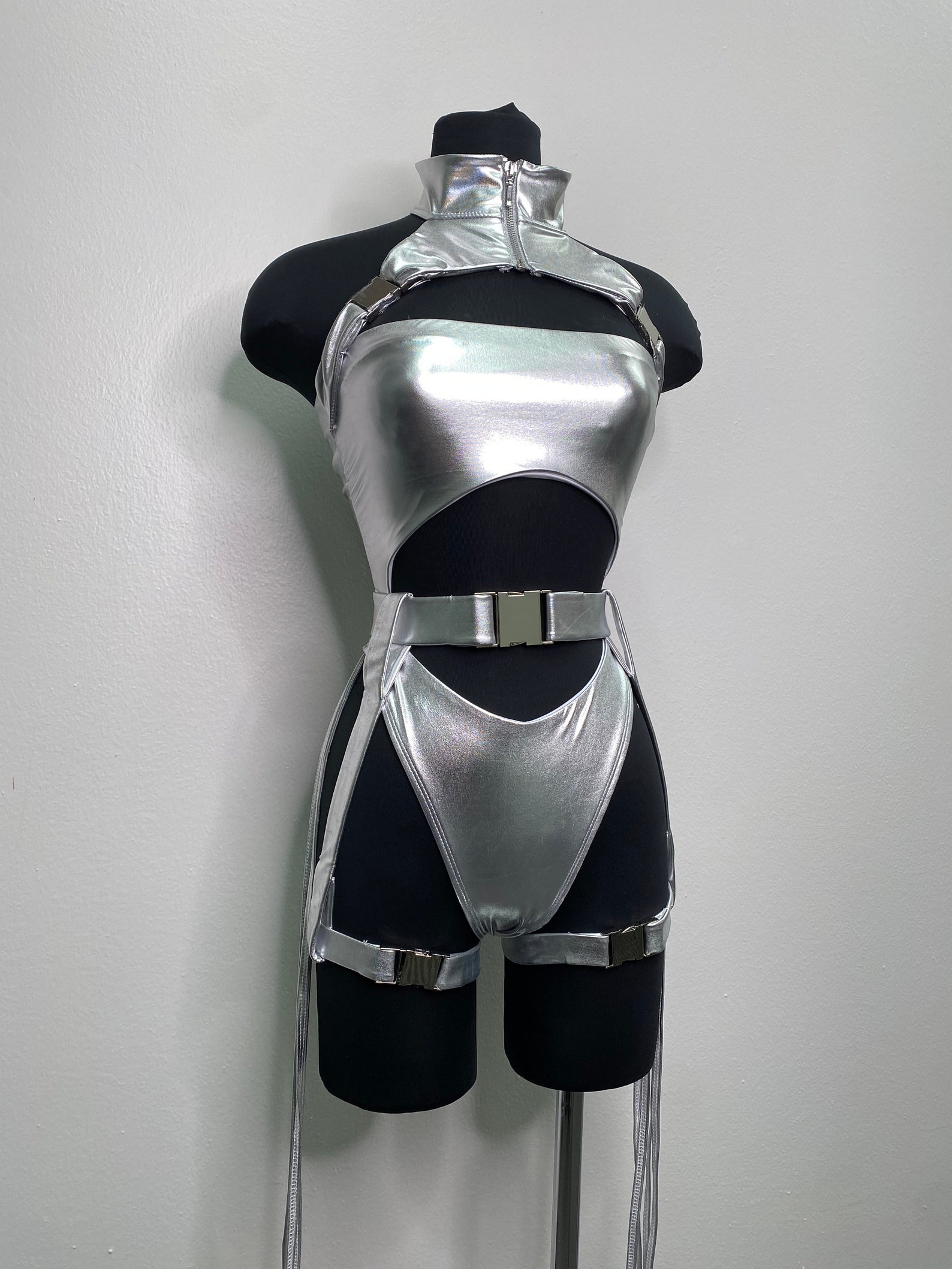 Rave Costume Rave Outfit Silver Bodysuit Silver Swimsuit - Etsy