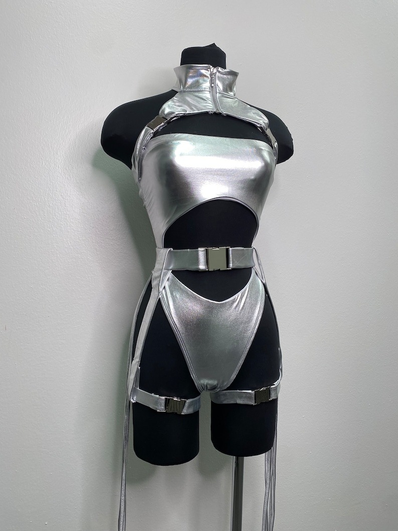 Rave Costume Rave Outfit Silver Bodysuit Silver Swimsuit - Etsy