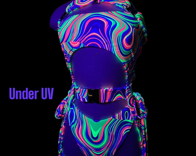 UV Reflective Dakota Set, Rave Outfit, Garter Outfit, Festival Suit ...
