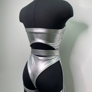 Rave Costume, Rave Outfit, Silver Bodysuit, Silver Swimsuit, Festival ...
