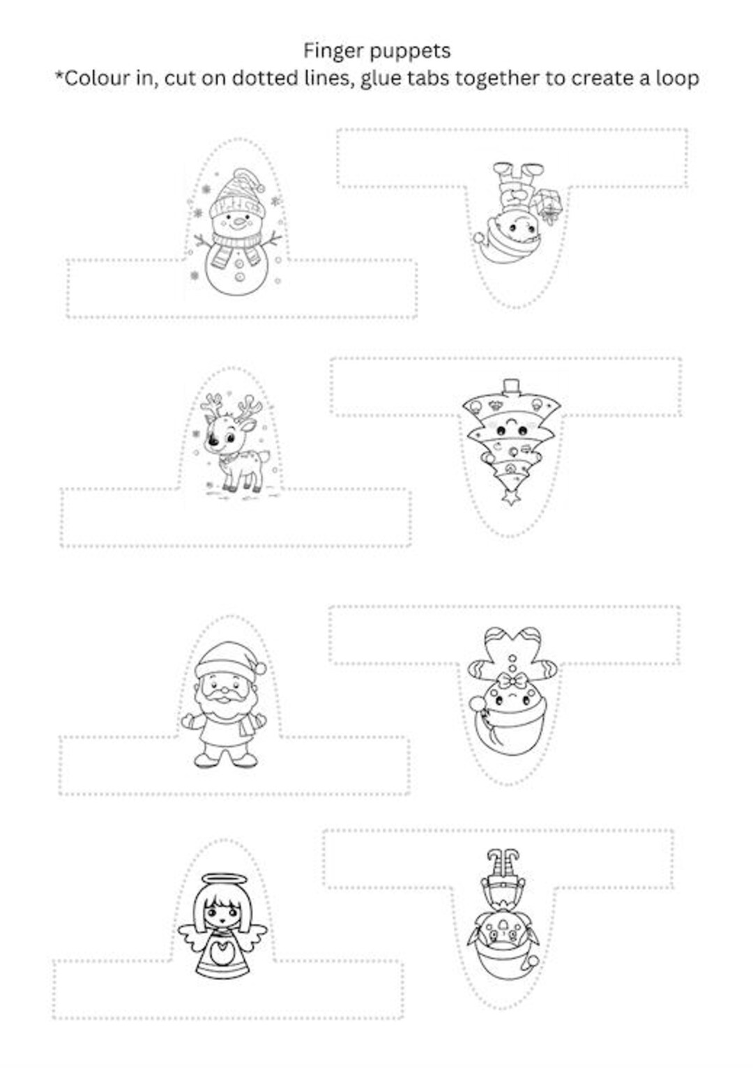 Printable Christmas Finger Puppets - Colouring Pretend Play Craft ...
