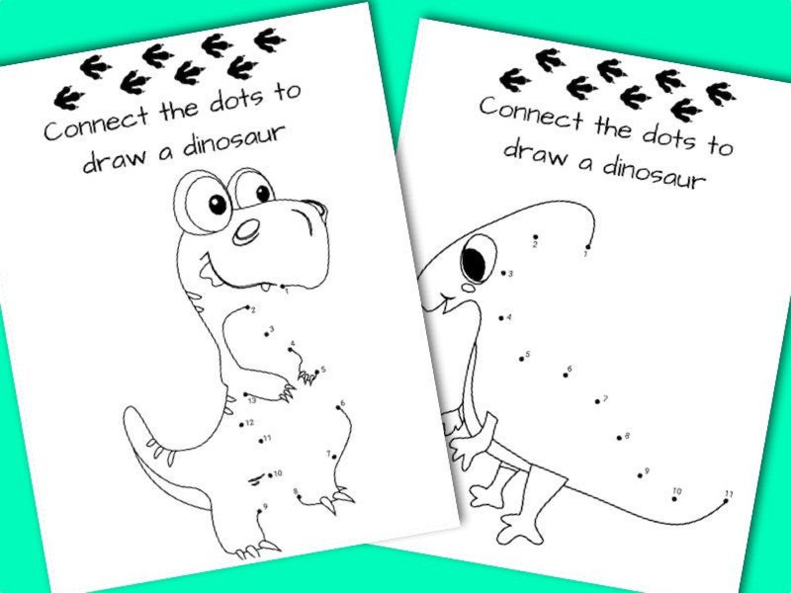 Printable Dinosaur Activity Sheets Dot to Dot Drawing Educational Game ...