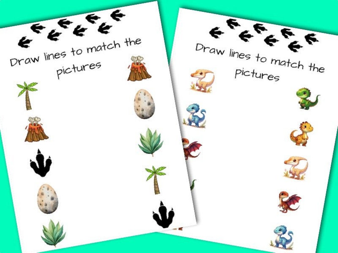 Printable Dinosaur Activity Sheets - Matching, Educational Game Home ...