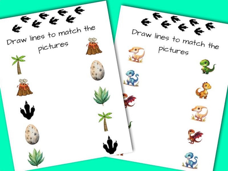 Printable Dinosaur Activity Sheets - Matching, Educational Game Home ...