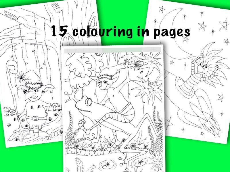 15 Printable Colouring in Pages Elves Elf Fairy Pixie Treehouse Kids ...