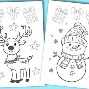8 Printable Colouring in Pages Christmas Santa, Angel, Snowman, Tree ...