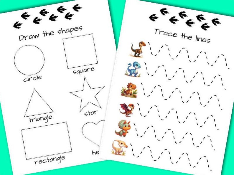 Printable Dinosaur Activity Sheets - Shapes, Educational Game Home ...