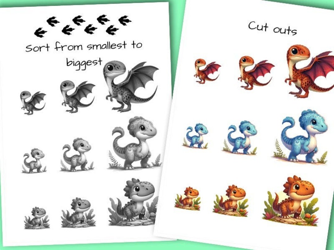 Printable Dinosaur Activity Sheets - Size Sequencing Educational Game ...