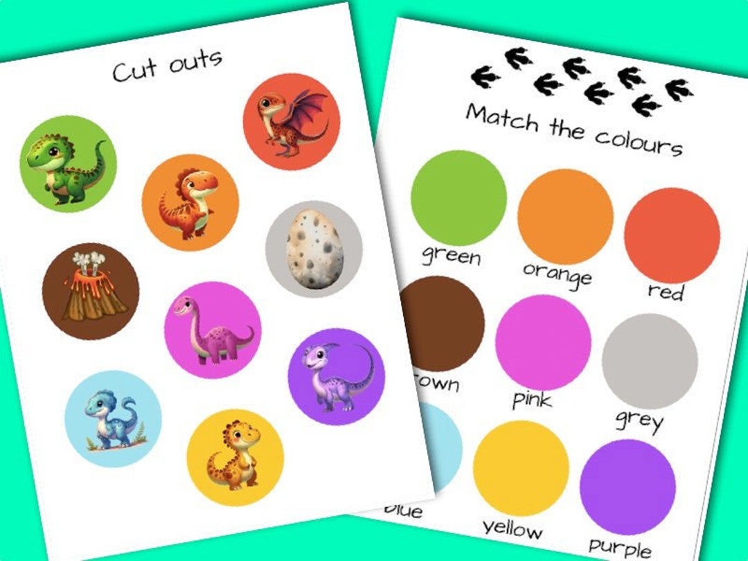 Printable Dinosaur Activity Sheets - Match the Colours Educational Game ...