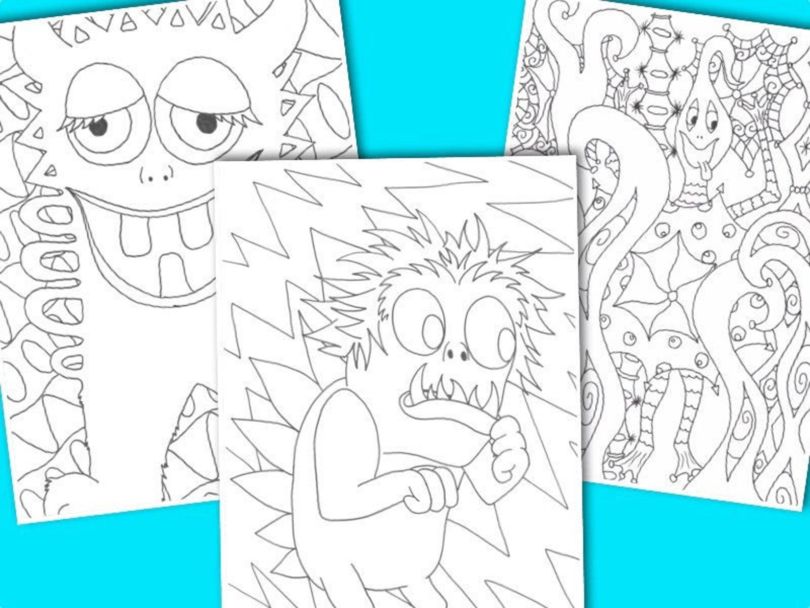14 Printable Colouring in Pages Monster Animals Boys Halloween Kids Art ...