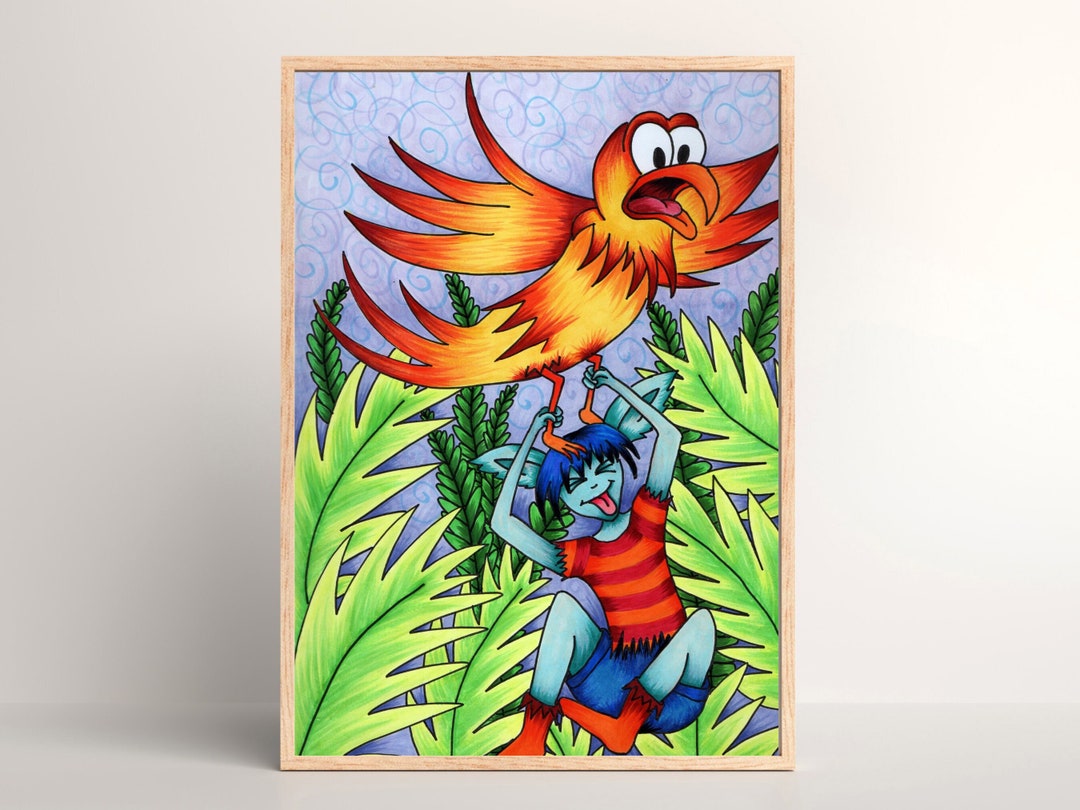 Printable Kids Wall Art - Pixie Bird Artwork Poster Print Childrens ...