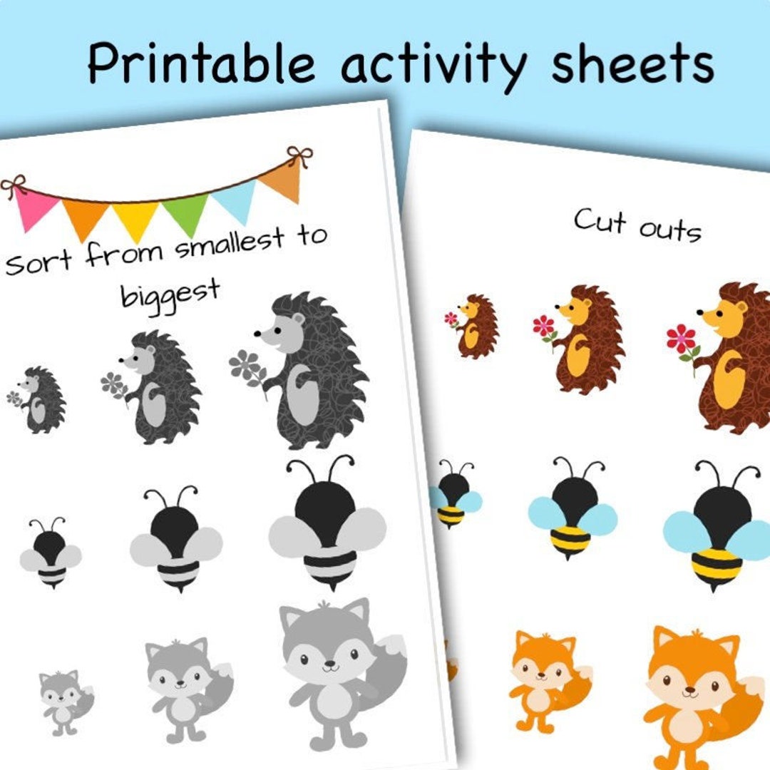 Printable Woodland Animal Activity Sheets - Size Sequencing Educational ...