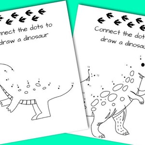 Printable Dinosaur Activity Sheets Dot to Dot Drawing Educational Game ...