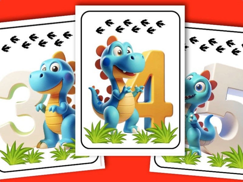 Printable Dinosaur Numbers Matching Game puzzle Educational Home School ...