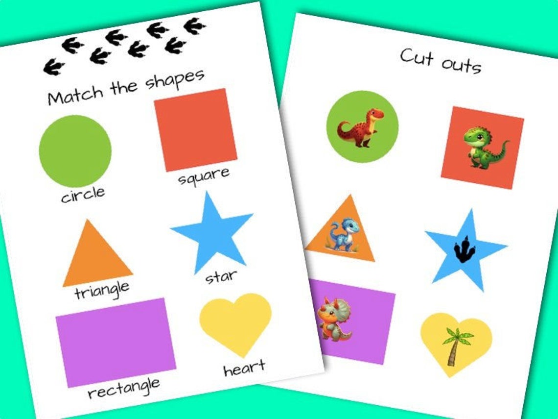 Printable Dinosaur Activity Sheets Match the Shapes Educational Game ...