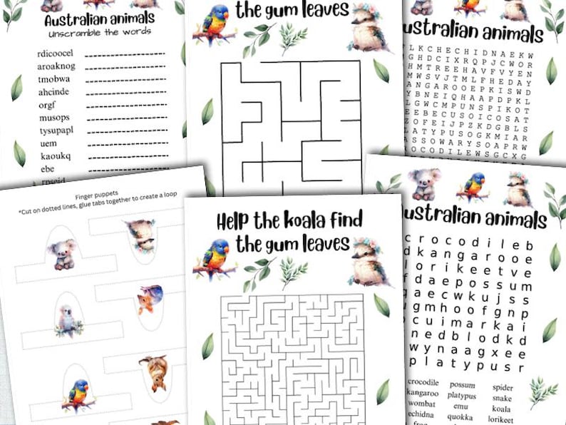 Printable Australian Animals Bundle - 13 Activities - Colouring In ...