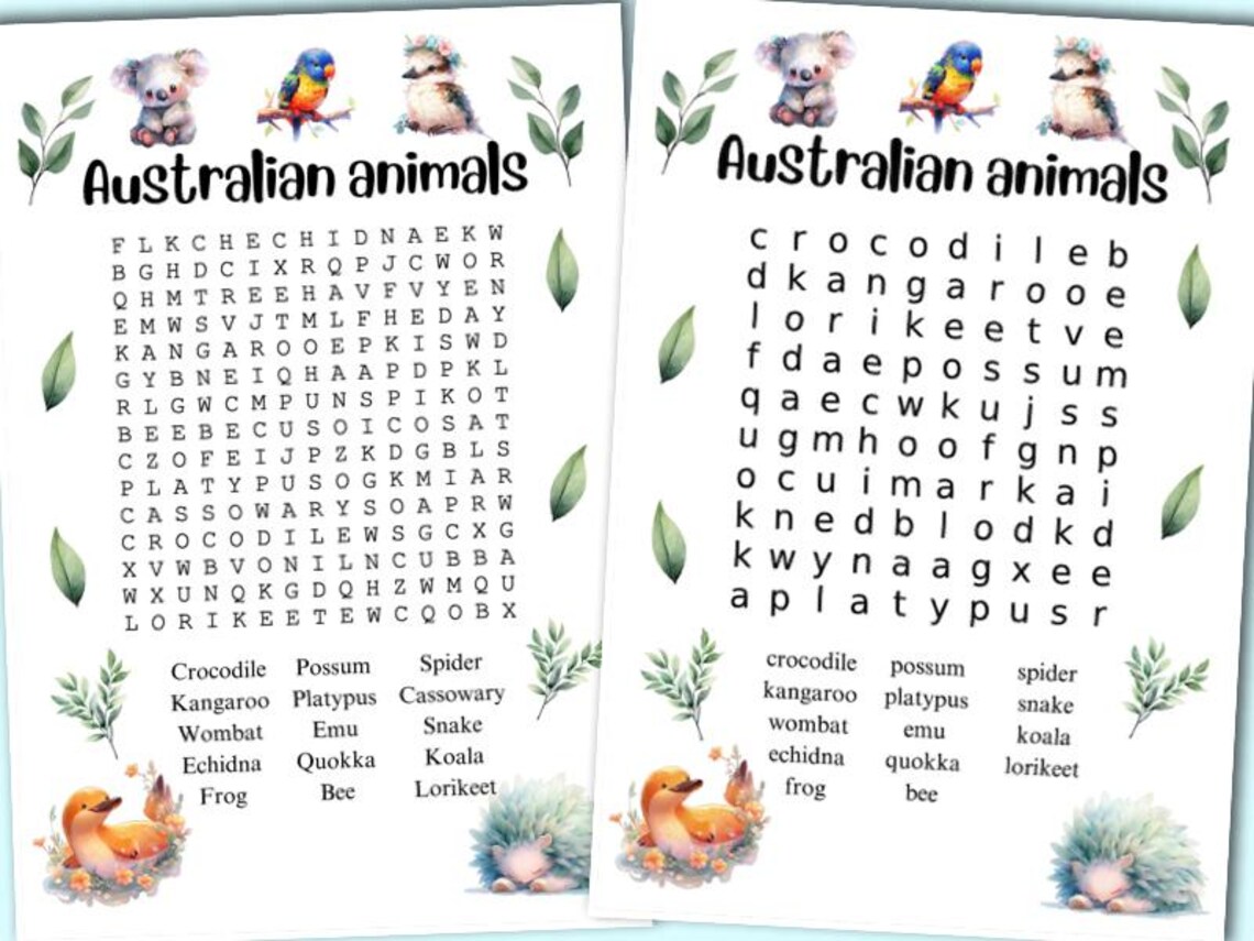Printable Australian Animals Bundle - 13 Activities - Colouring In ...
