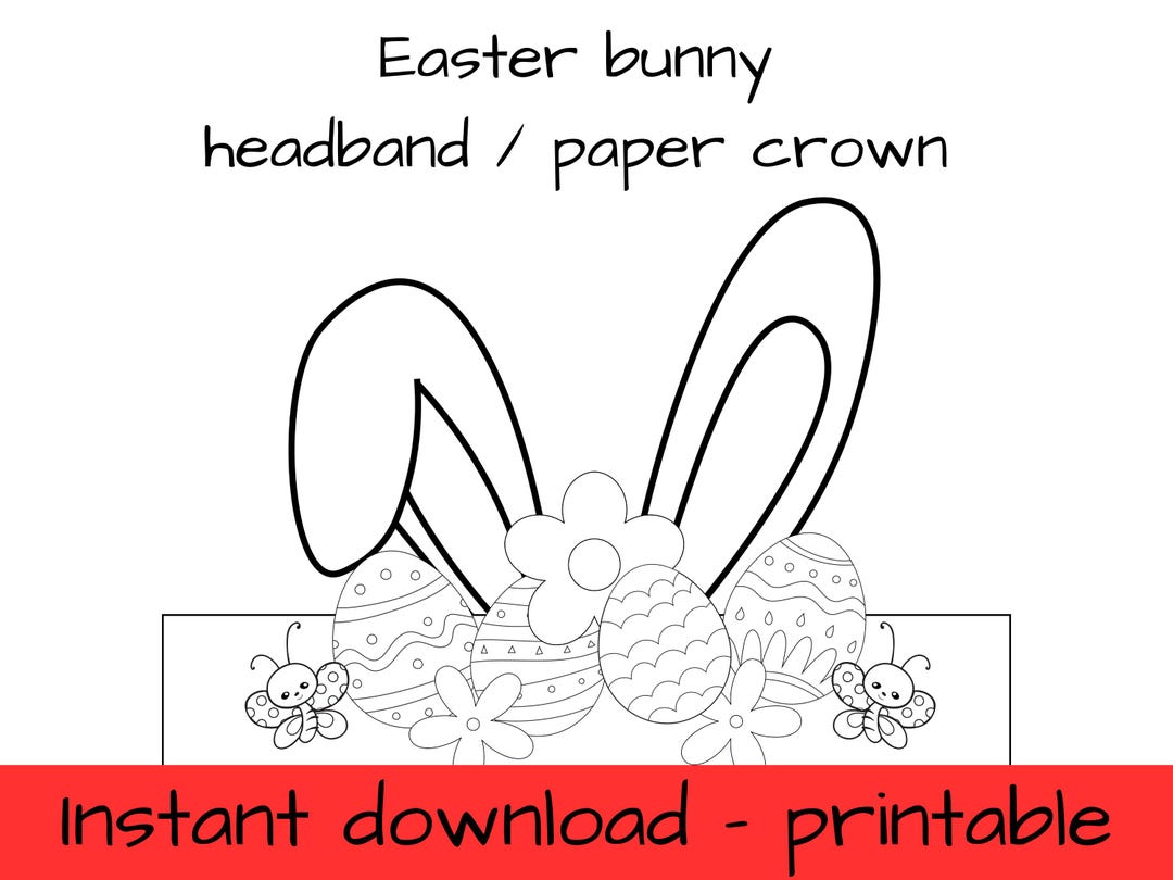 Easter Bunny Ears / Paper Crown / Head Band / Bonnet - Colouring in ...