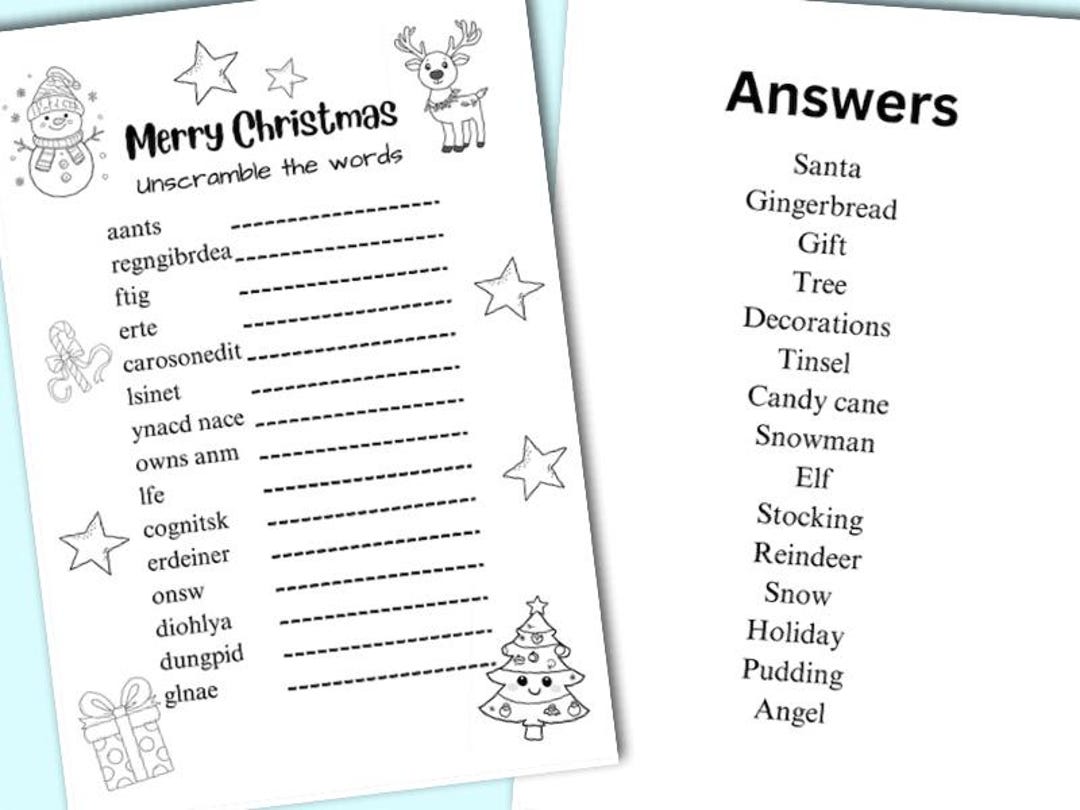 Printable Christmas Colouring in Word Scramble - Activity Sheets ...