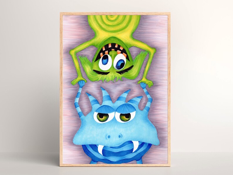 Printable Kids Wall Art Cheeky Monster Artwork Poster Print Childrens ...