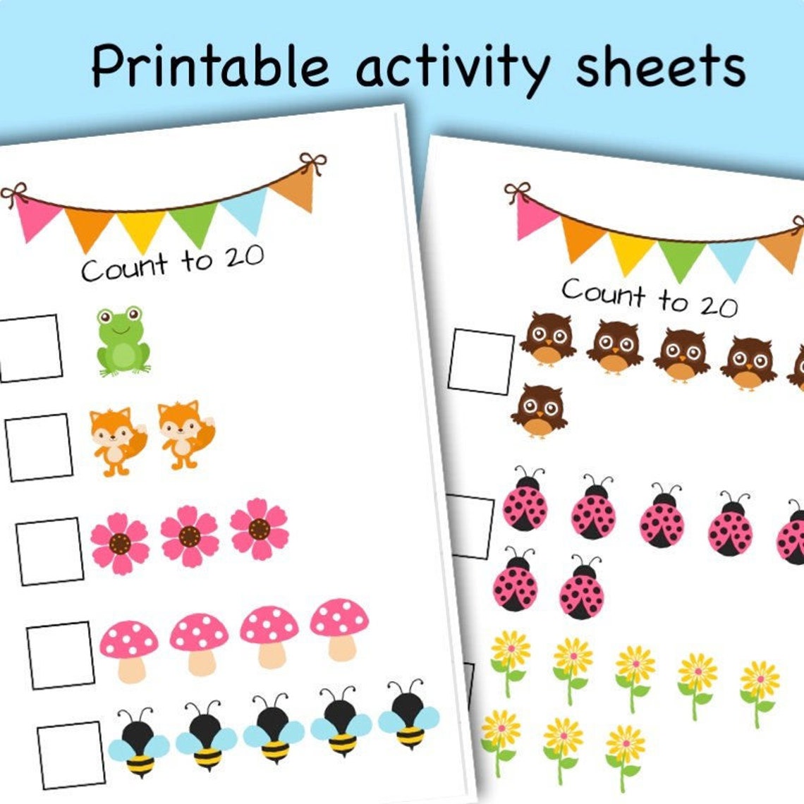 Printable Woodland Animal Activity Sheets Count to 20, Educational Game ...