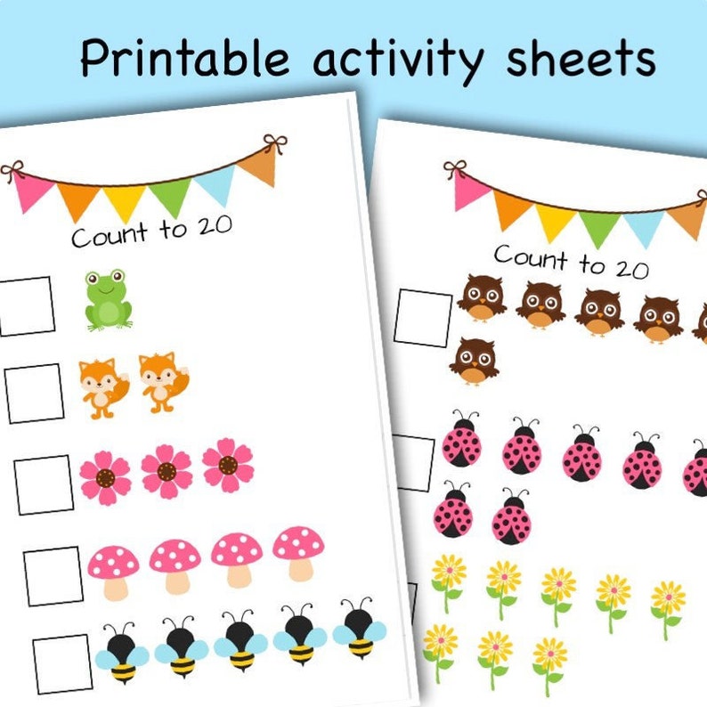 Printable Woodland Animal Activity Sheets - Count to 20, Educational ...