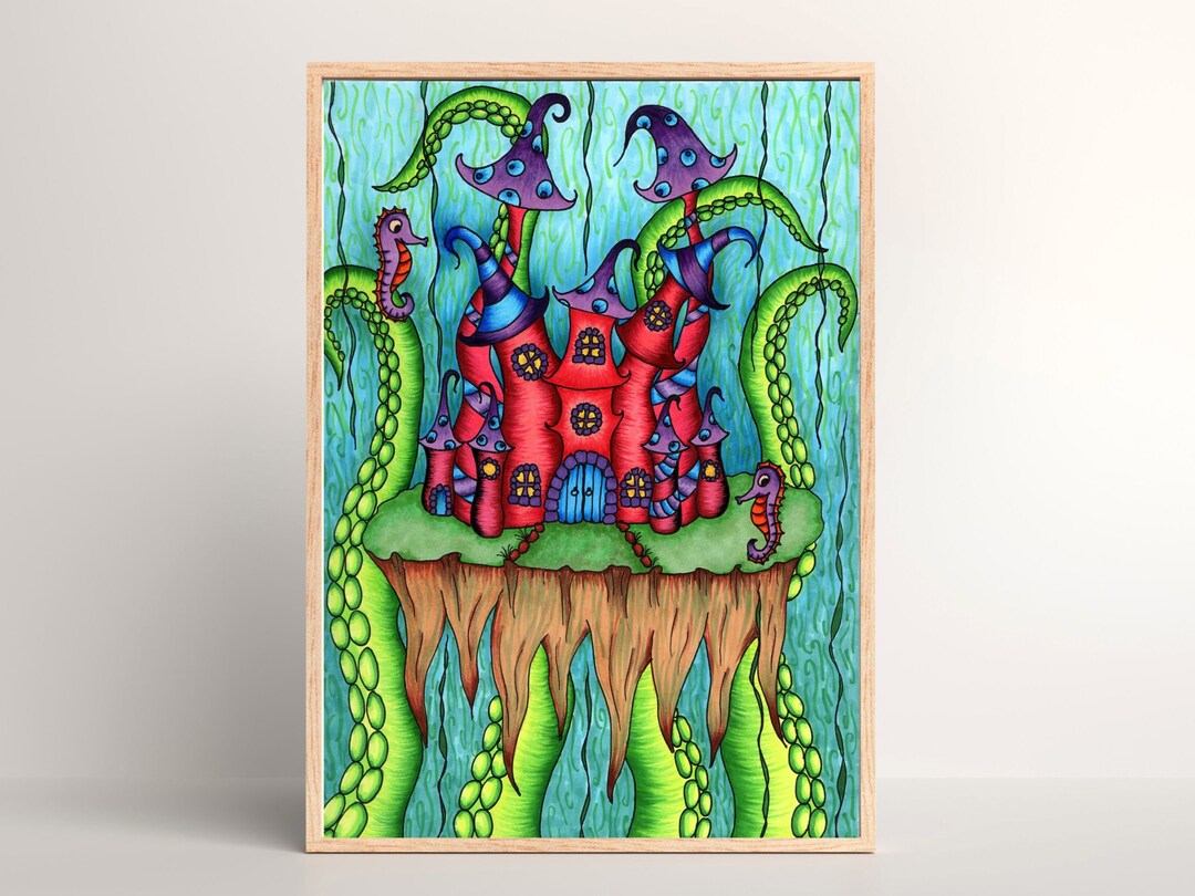 Printable Kids Wall Art - Underwater Castle Artwork Poster Print ...