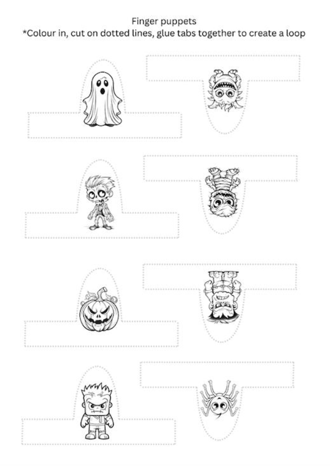 Printable Halloween Finger Puppets - Colouring Pretend Play Craft ...