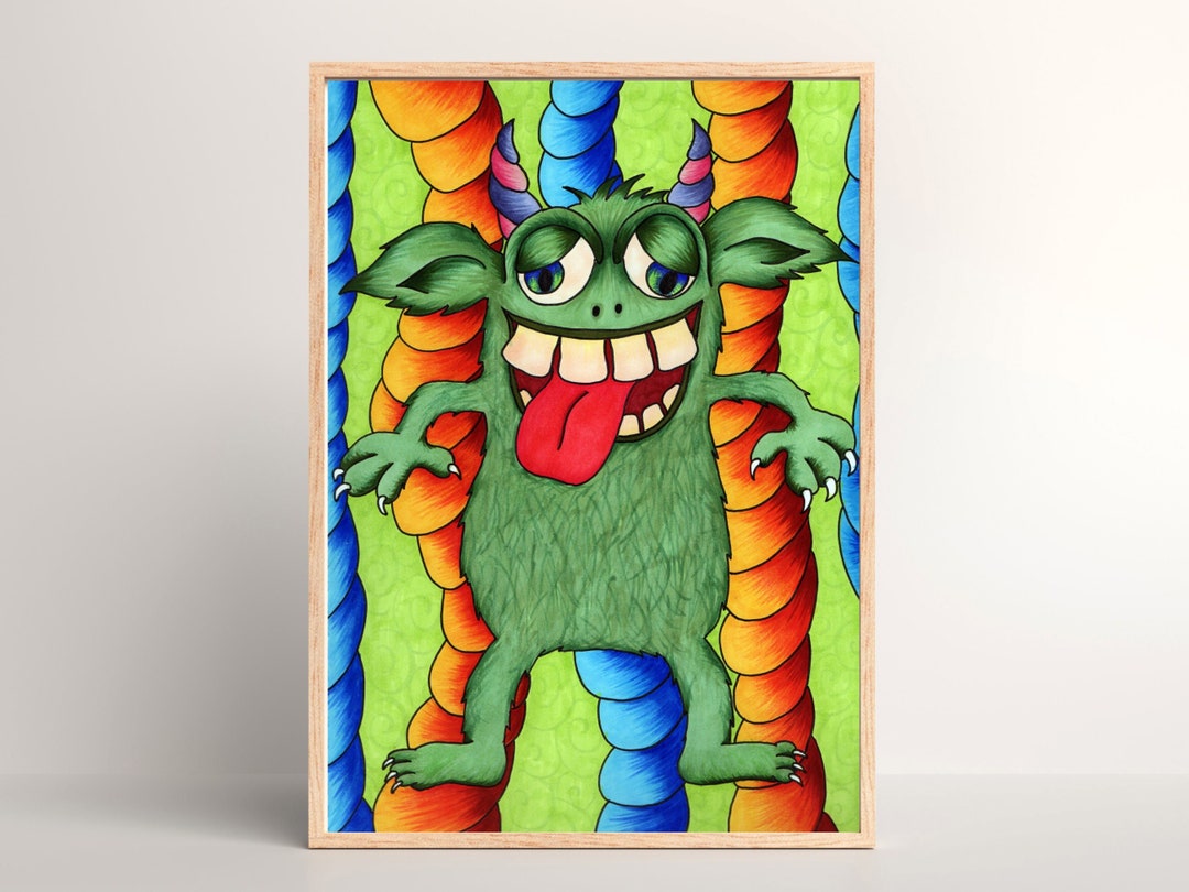 Printable Kids Wall Art Cheeky Monster Artwork Poster Print Childrens ...