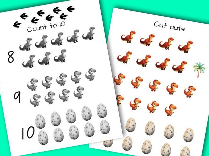Printable Dinosaur Activity Sheets - Count to 10, Educational Game Home ...