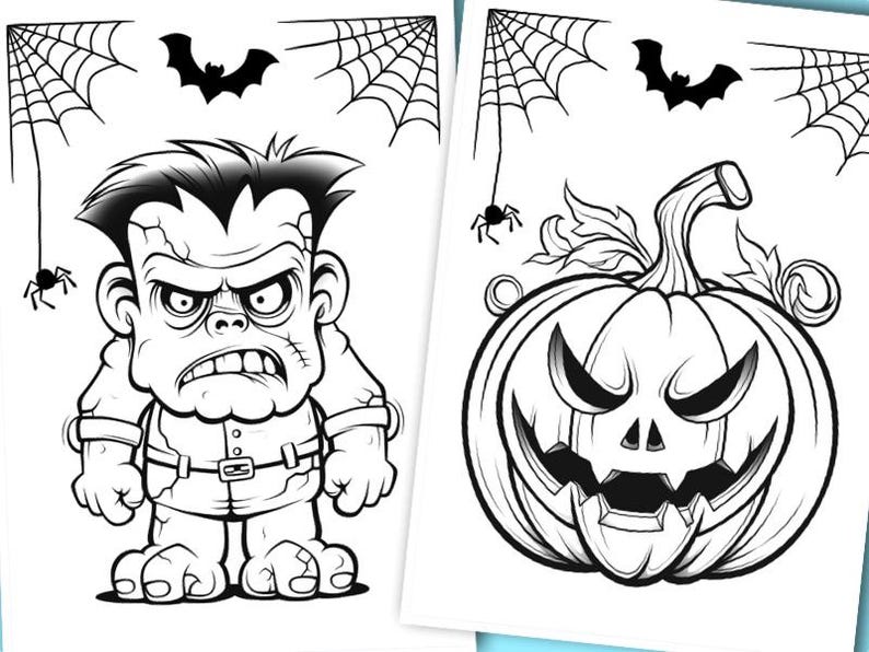 8 Printable Colouring in Pages Halloween Zombie, Monster, Mummy, Ghost ...