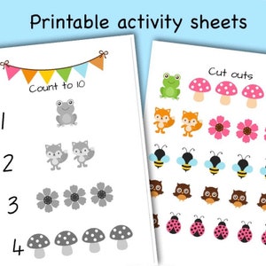 Printable Woodland Animal Activity Sheets Count to 10, Educational Game ...