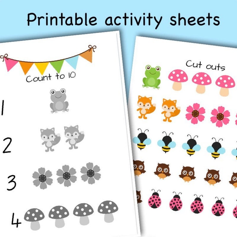 Printable Woodland Animal Activity Sheets Count to 10, Educational Game ...