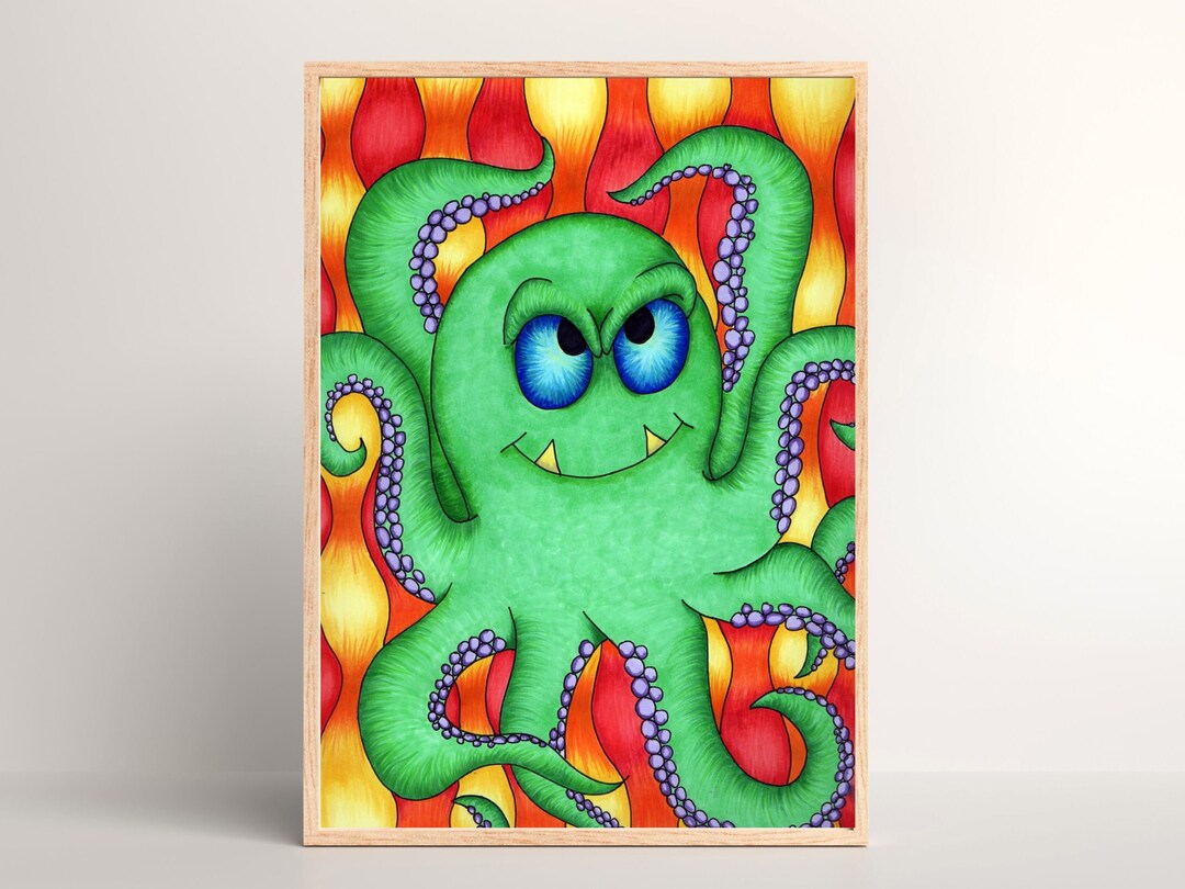 Printable Kids Wall Art - Octopus Ocean Animal Artwork Poster Print ...