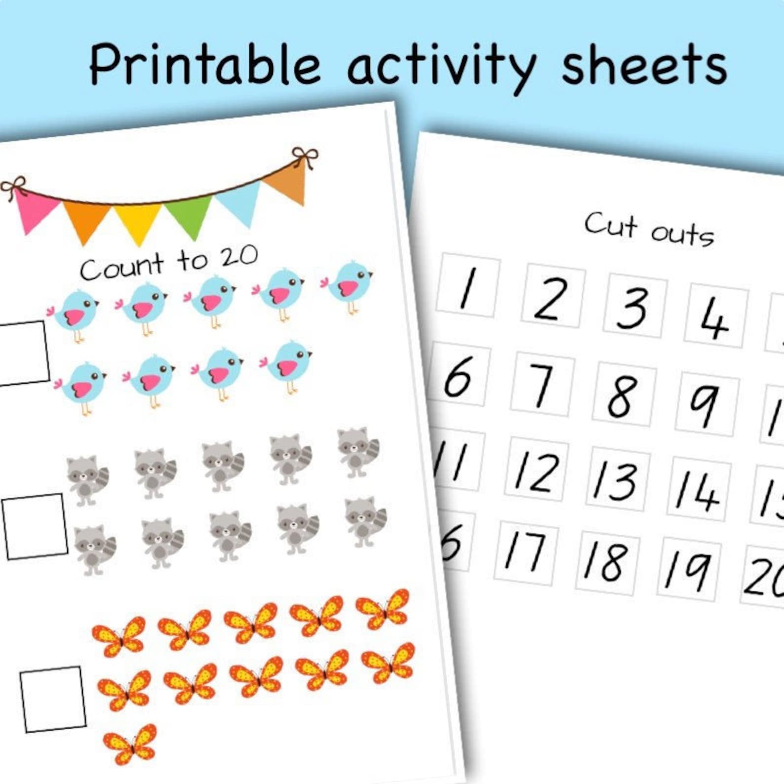 Printable Woodland Animal Activity Sheets Count to 20, Educational Game ...