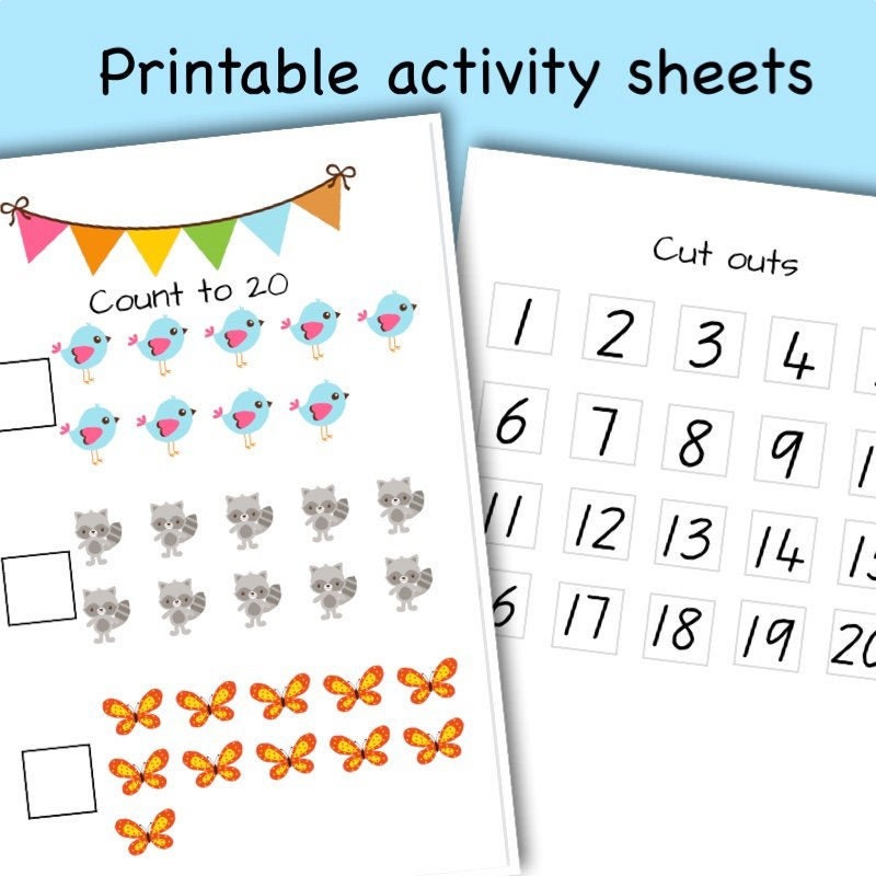 Printable Woodland Animal Activity Sheets Count to 20, Educational Game ...