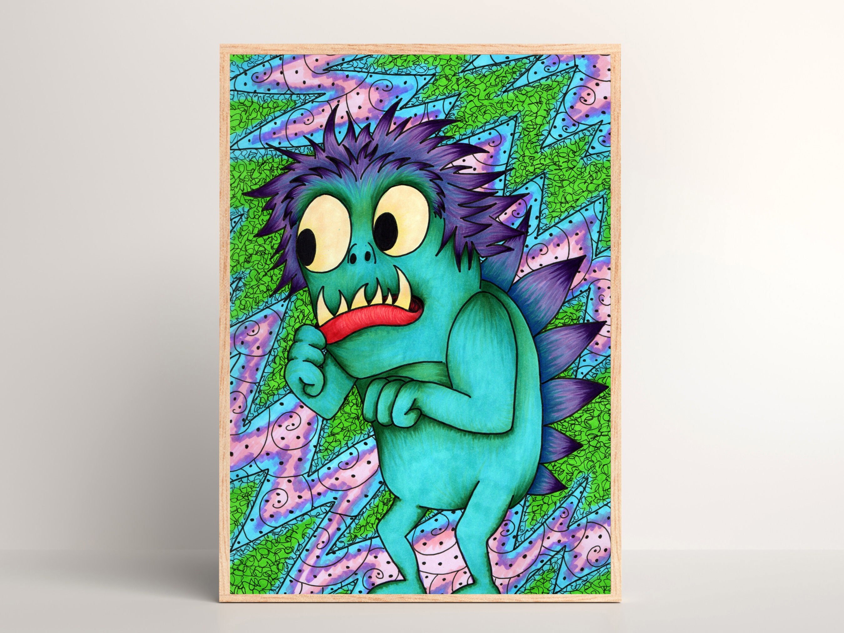 Printable Kids Wall Art - Scared Monster Artwork Poster Print Childrens ...