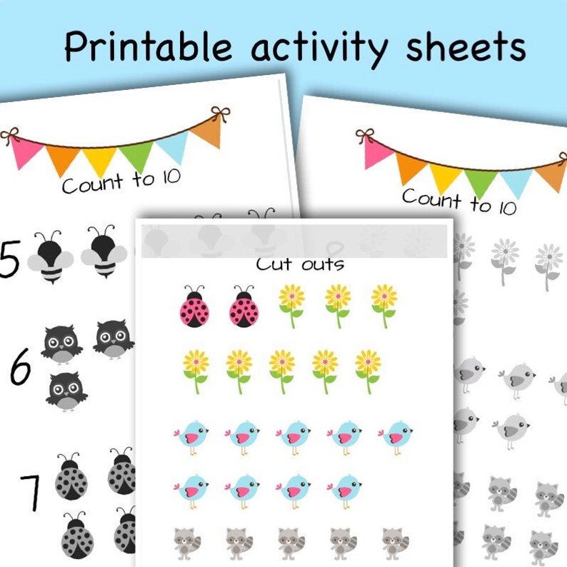 Printable Woodland Animal Activity Sheets Count to 10, Educational Game ...
