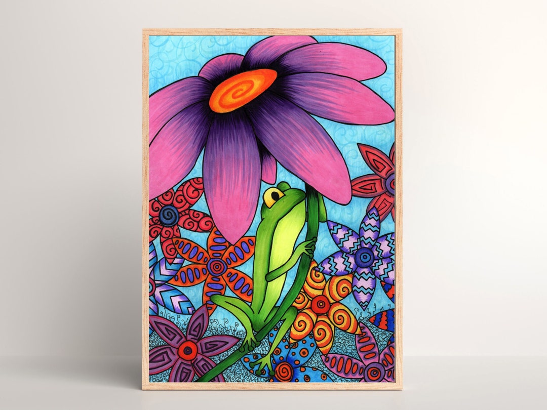 Printable Kids Wall Art - Frog Garden Artwork Poster Print Childrens ...