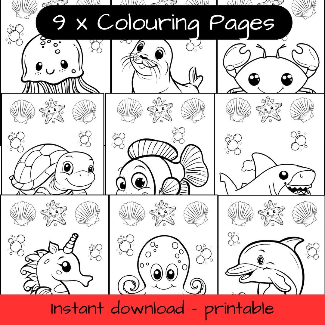 Ocean Animals Coloring Pages: Printable Sea Life Coloring Sheets for ...