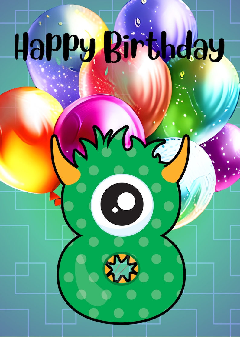 Monster Card: Printable Kids Birthday, Party Invitation, and ...